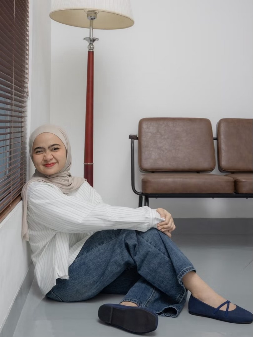 NEW Woori Flat Shoes Made by Enha x Maryam Nurul Ballerina Navy Sepatu ...