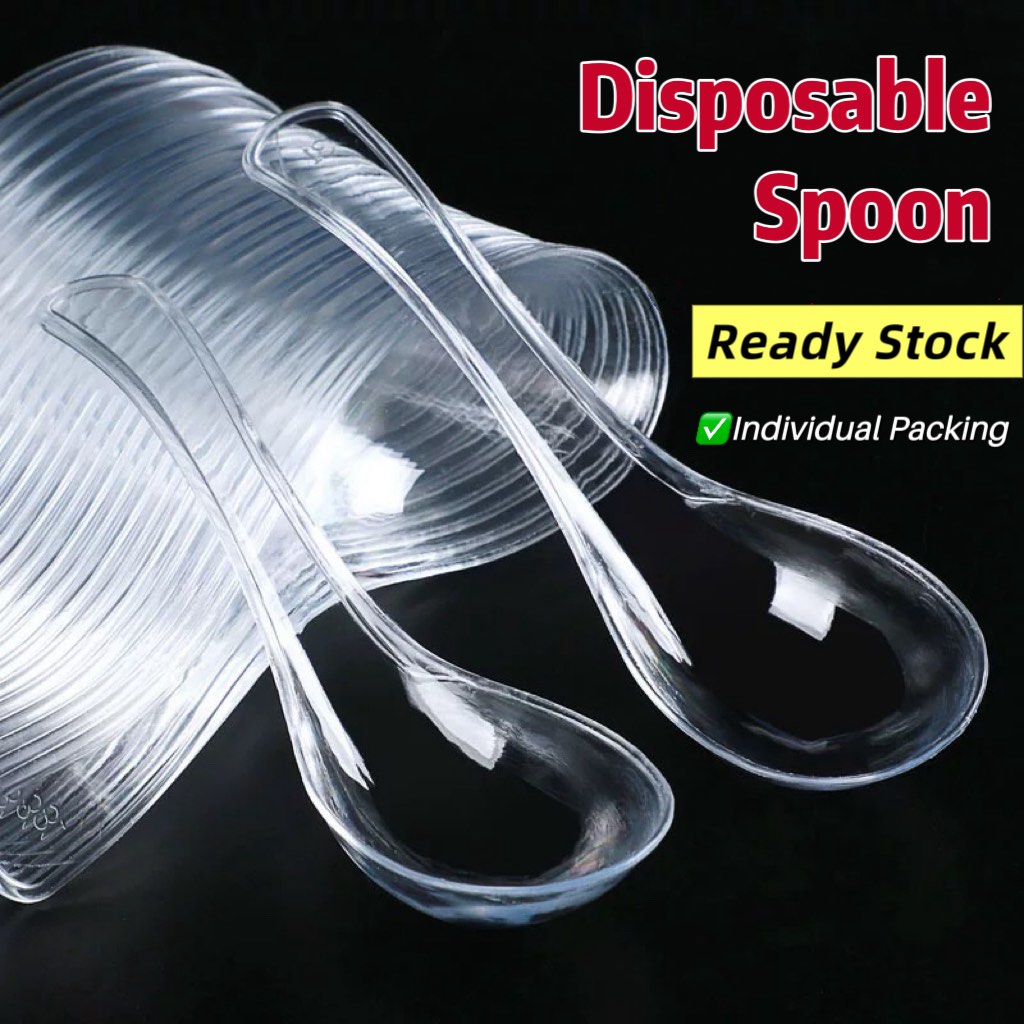 100pcs Disposable Spoon Individual Packing Cafe/Restaurant/Take Away ...