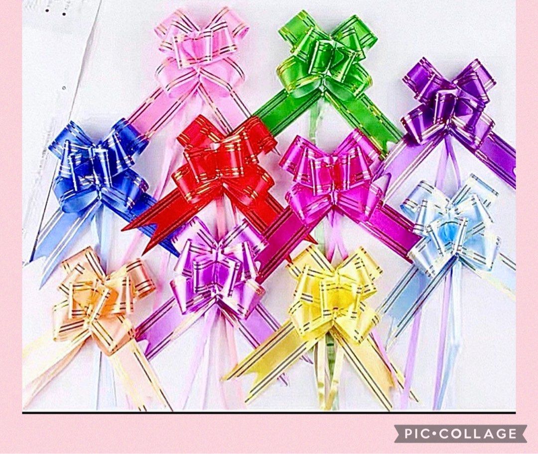 10cm diameter. $1/pc! Min 20 pcs!Pull bow ribbon with gold trimmed ...