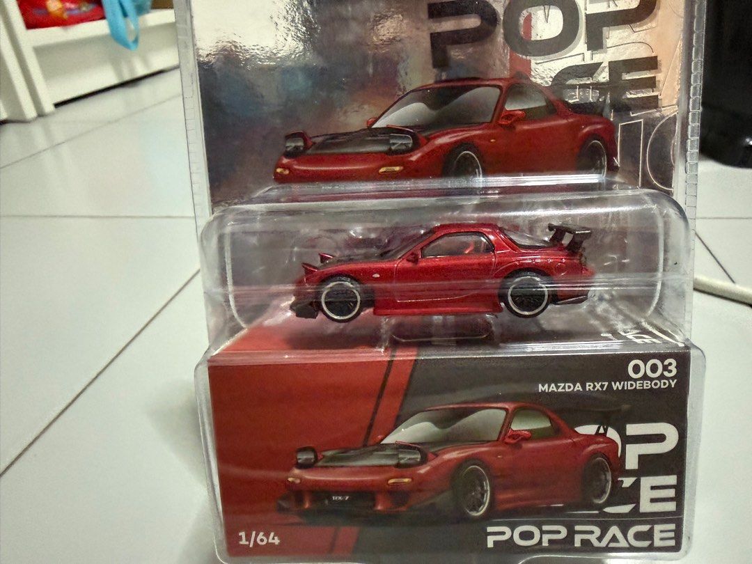 1:64 pop race poprace Mazda Rx7 rx-7 blister box carbon bonnet car ...