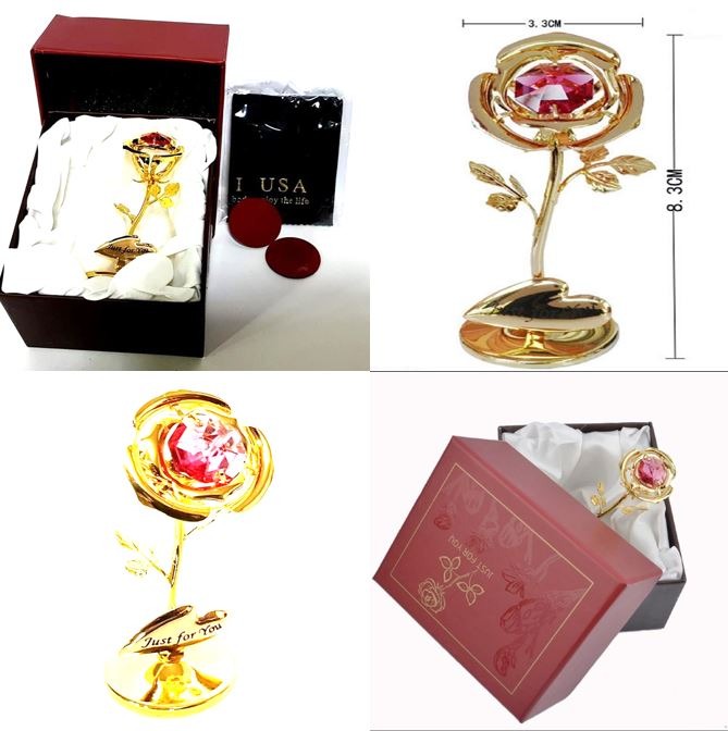 24K Plate Golden Crystal Rose Flower, Hobbies & Toys, Memorabilia ...