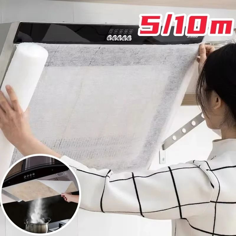 5/10M Kitchen Range Hood Oil Filter Paper Disposable Non-woven Oil ...