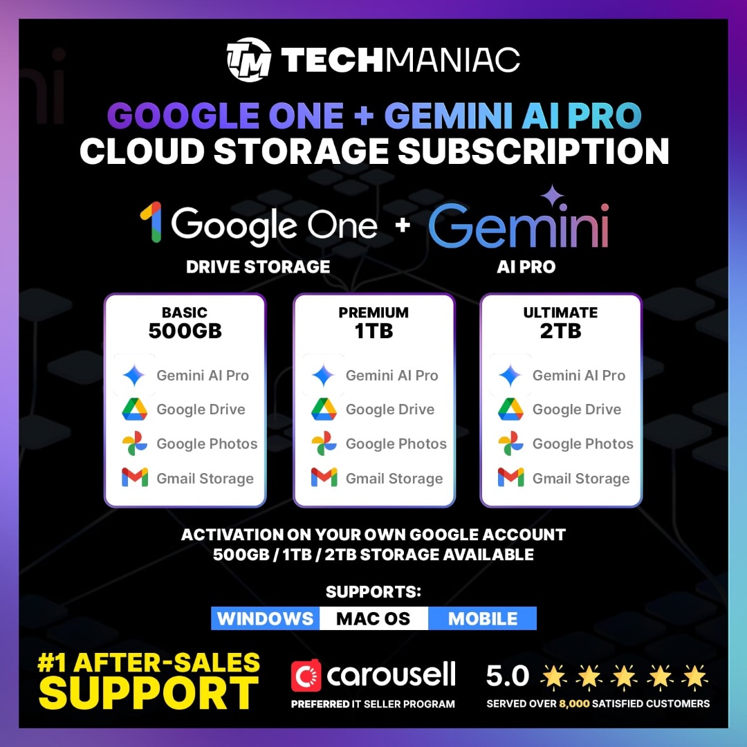 🚀 500GB / 1TB / 2TB Google Drive Gemini AI Pro | Official Google One ...