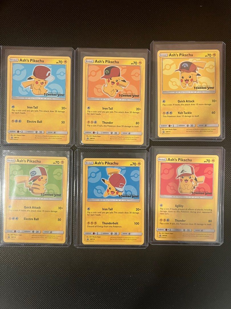 Ash's Pikachu - 6 Card Set , Hobbies & Toys, Toys & Games on Carousell