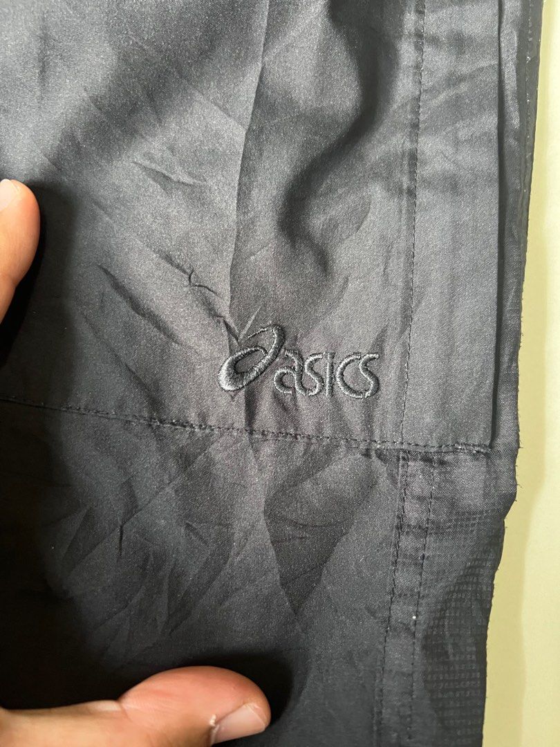 Asics cargo Black Track Pants parasuit baggy, Men's Fashion, Bottoms ...
