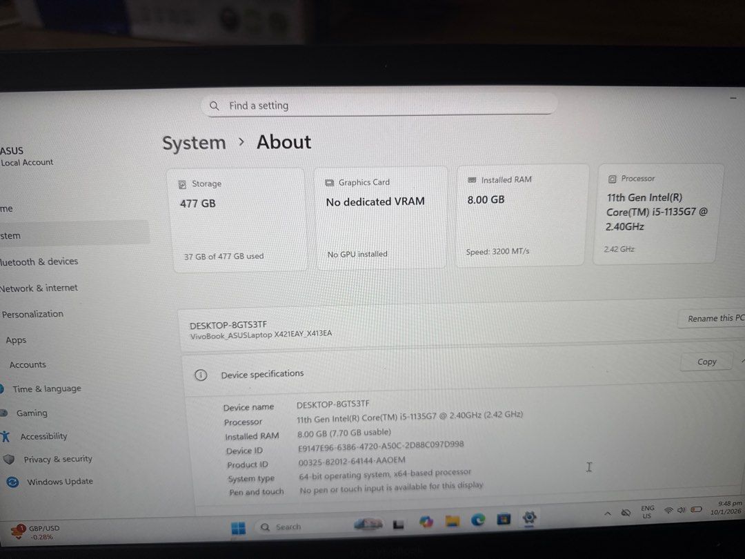 ASUS Vivobook 11th Gen i5 Laptop, Computers & Tech, Laptops & Notebooks ...