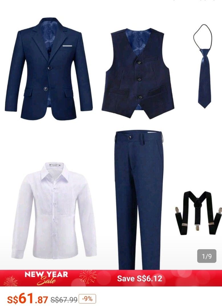 Navy Blue Suit Set - 16Y, Babies & Kids, Babies & Kids Fashion on Carousell