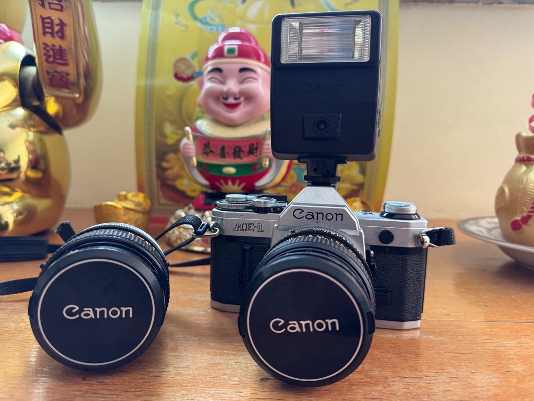 Canon AE-1 Film Camera with Flash and Lenses, Photography, Cameras on ...