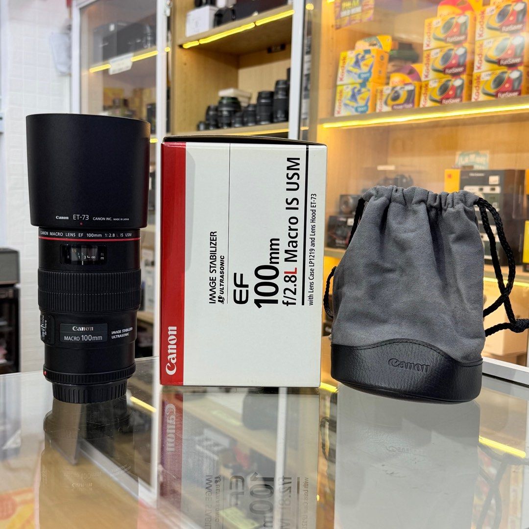 CANON EF 100MM F2.8L MACRO IS USM 99.9% VERY NEW FULL SET BOX AND POUCH ...