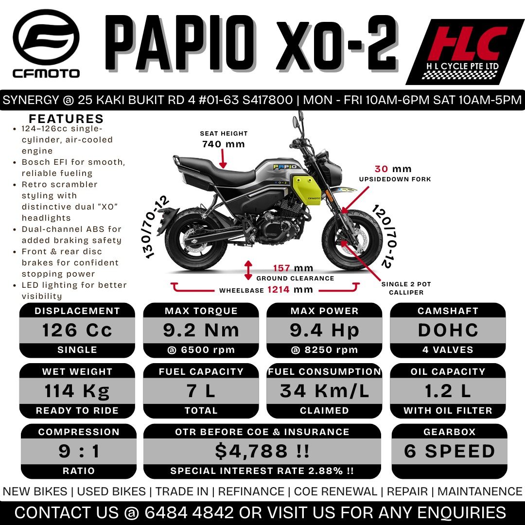 CFMOTO PAPIO XO-2, Motorcycles, Motorcycles for Sale, Class 2B on Carousell