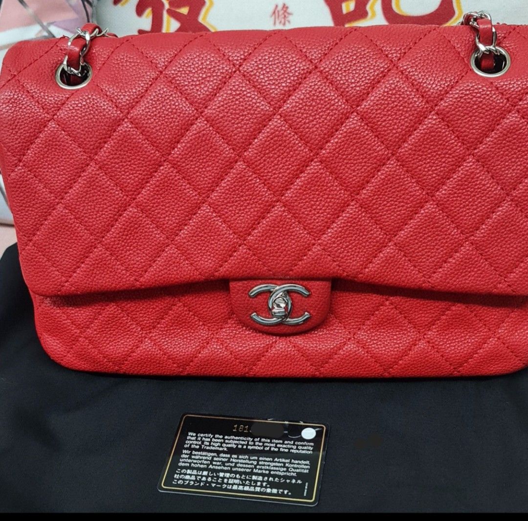 Chanel Dbl Compartment Bag Red Caviar Leather, Luxury, Bags & Wallets ...