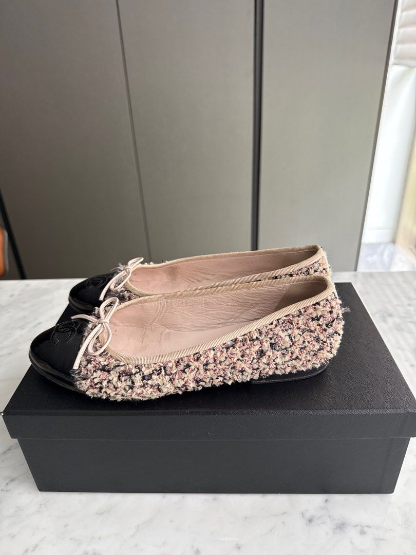 Chanel Tweed Cap-Toe Ballet Flats - Size 36, Luxury, Sneakers ...