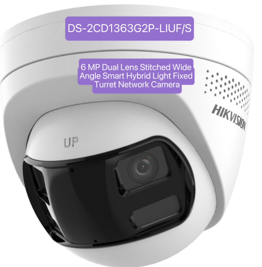 DS-2CD1363G2P-LIUF/S 6 MP Dual Lens Stitched Wide Angle Smart Hybrid ...