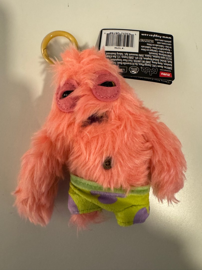 Fuggler Patrick Star Plush Keychain Zuru Fuggler Spongebob Key Rings ...