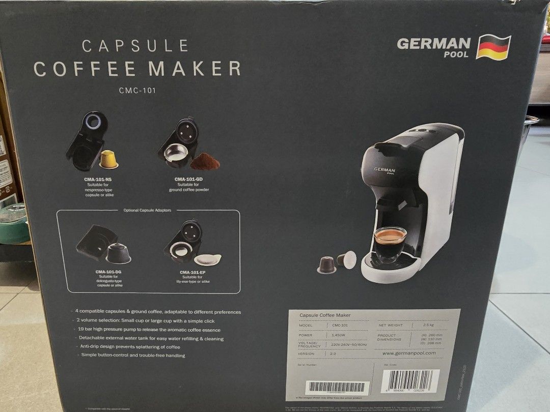 German Pool Capsule Coffee Maker CMC-101, 家庭電器, 廚房電器, 咖啡機及咖啡壺 - Carousell