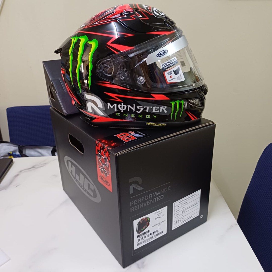HJC RPHA 12 Monster Energy Helmet, Motorbikes on Carousell