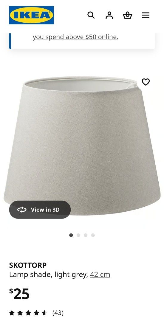 Ikea Skottorp lamp shade 42cm, Furniture & Home Living, Lighting & Fans ...