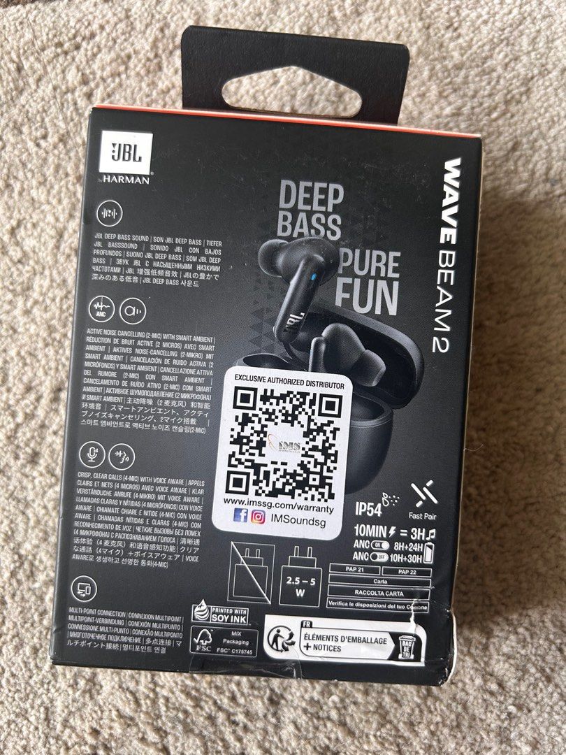 JBL Wave Beam 2 - Active Noise Cancelling Earbuds, Audio, Earphones on ...