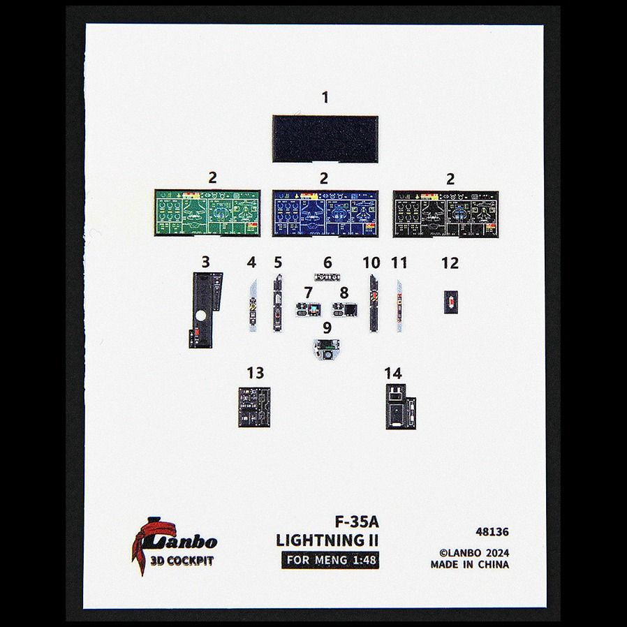 Lanbo 1/48 F-35A Lightning II 3D printing cockpit panel (for Meng ...