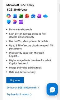 Microsoft 365 Family Subscription, Computers & Tech, Parts ...