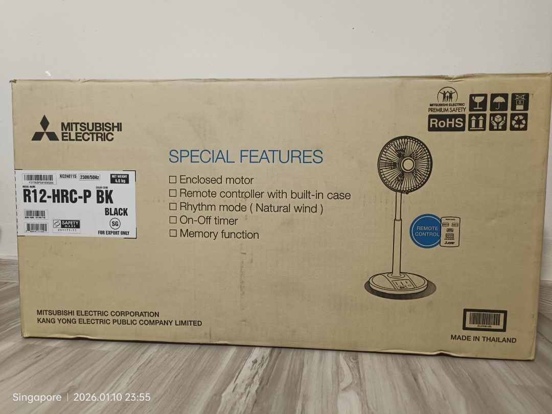 Mitsubishi Electric R12-HRC-P BK Standing Fan - Brand New, Furniture ...