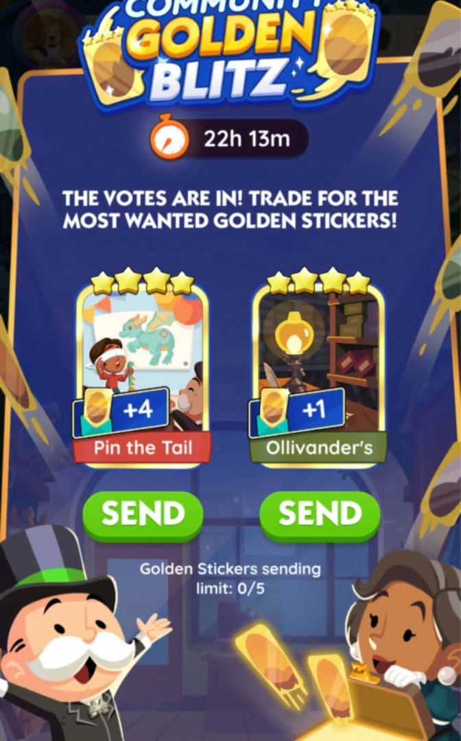 Monopoly Go golden blitz (Pin the Tail /Ollivander's), Hobbies & Toys ...