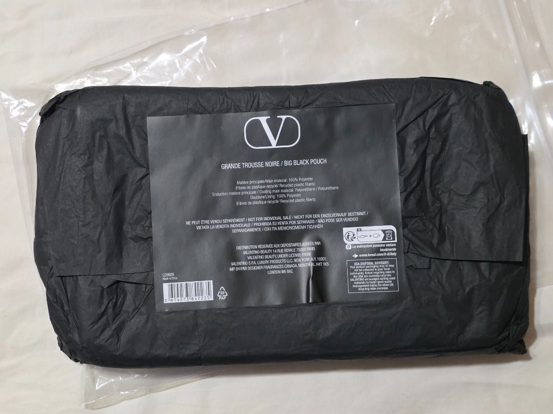 NEW Valentino Beauty Pouch Black with Big Logo, Luxury, Bags & Wallets ...
