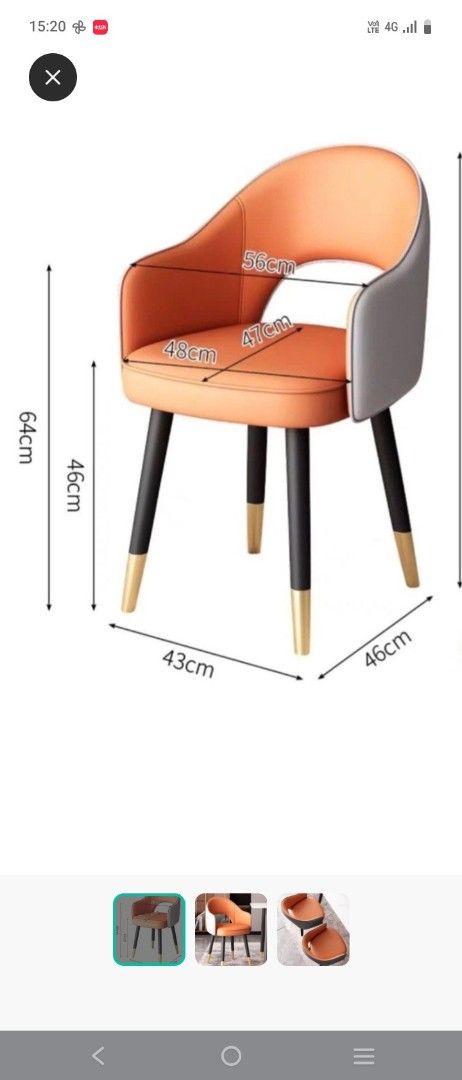 Orange Modern Dining Chair, Furniture & Home Living, Furniture, Chairs ...