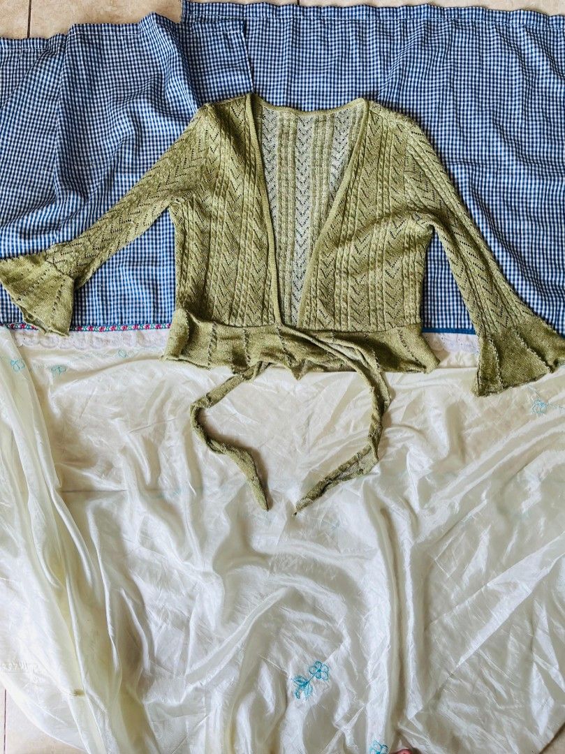 outer cardigan flare green fairycore vintage morikei y2k milkmaid ...