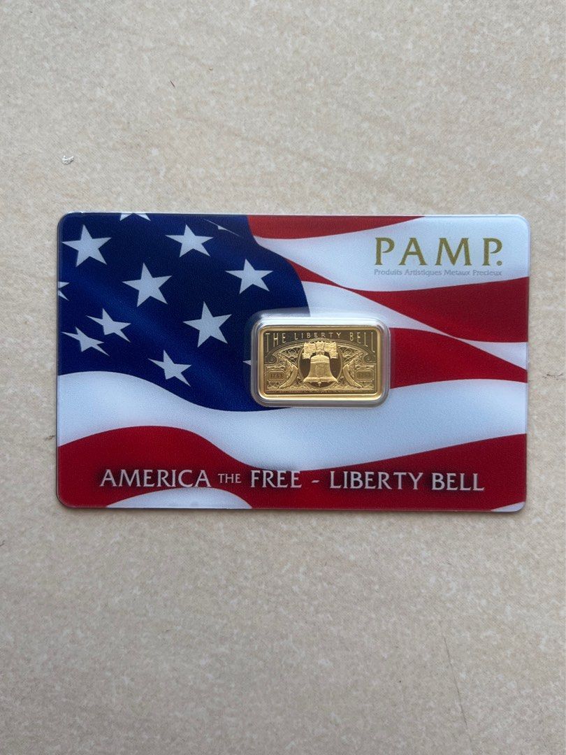 PAMP Liberty Bell 5g🇨🇭Swiss Limited Gold Bar Emas with receipt & box ...