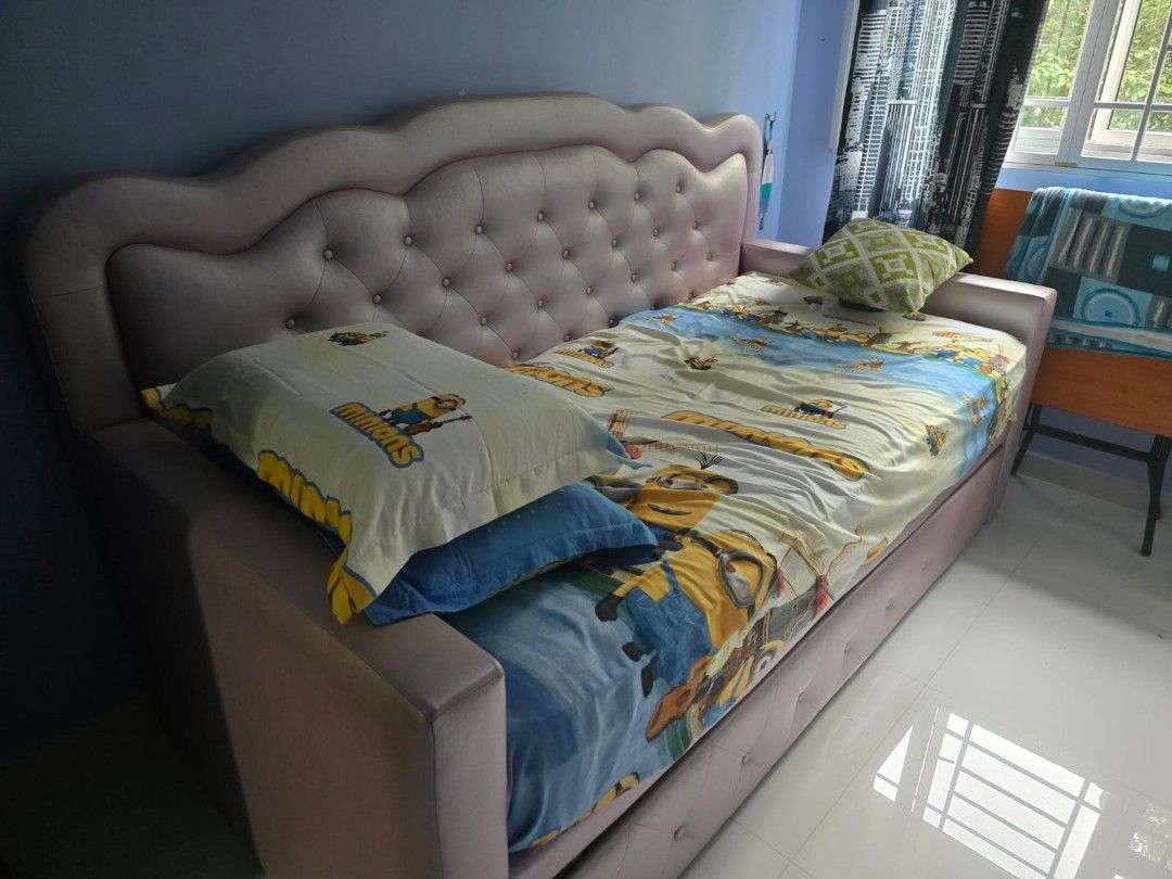 Pink princess bed frame and 2 princess mattresses. , Furniture & Home ...