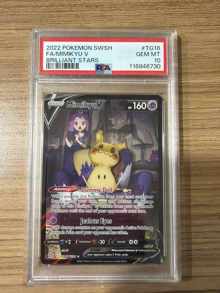Pokémon PSA 10 TG16/TG30 Full Art Mimikyu V Brilliant Stars, Hobbies ...