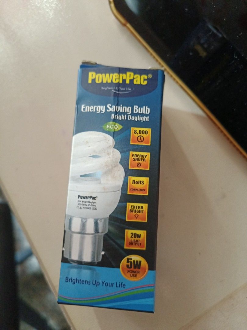 PowerPac Energy Saving Bulb - Bright Daylight, Furniture & Home Living ...