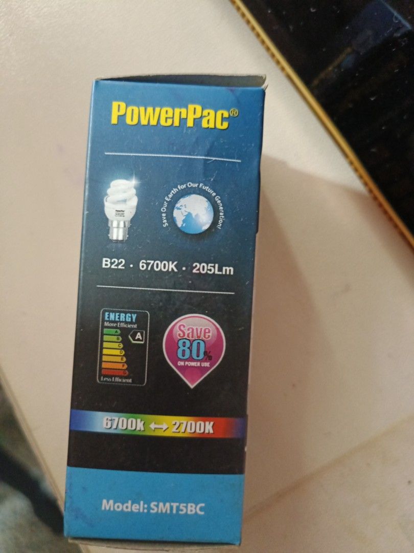 PowerPac Energy Saving Bulb - Bright Daylight, Furniture & Home Living ...