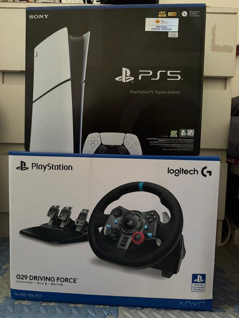 PS5 Digital Edition + Logitech G29 + Racing Seat, Video Gaming, Video ...