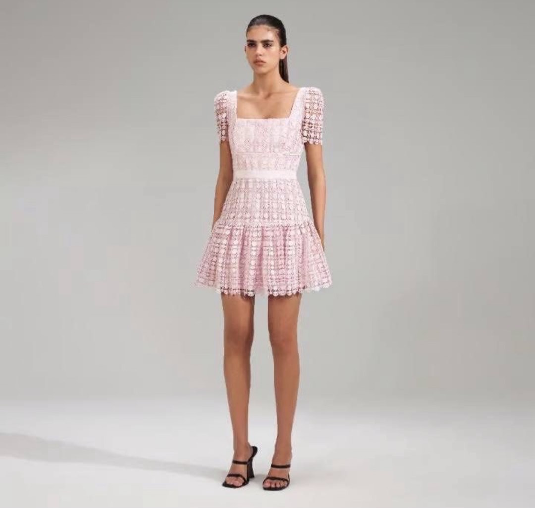 Self Portrait Pink Mini Dress, Women's Fashion, Dresses & Sets, Dresses ...