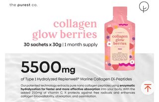 The Purest Co. Collagen Glow Berries, Health & Nutrition, Health ...