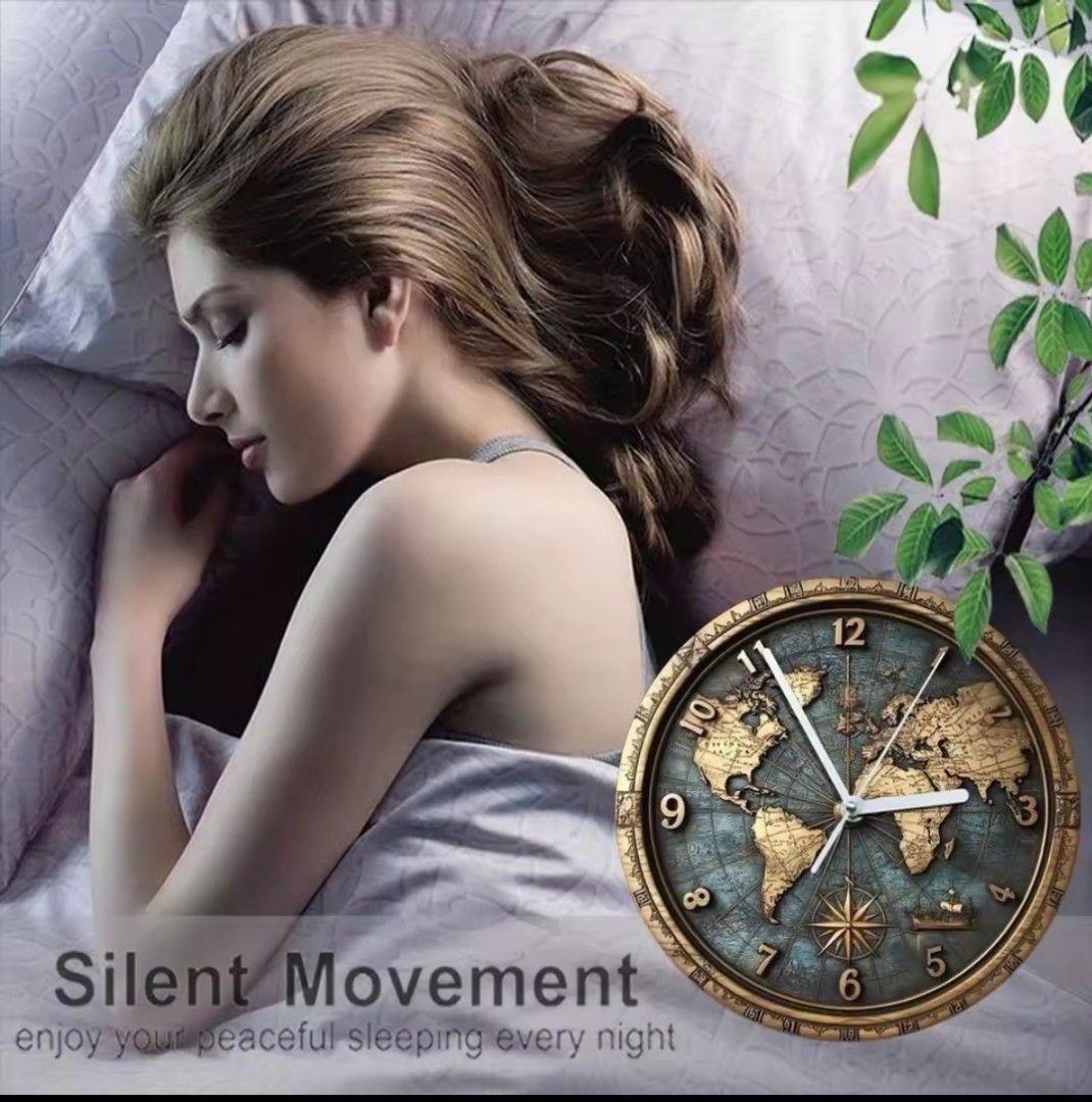 Theme Nautical Wooden Wall Clock Blue Decor Farmhouse Silent Round ...