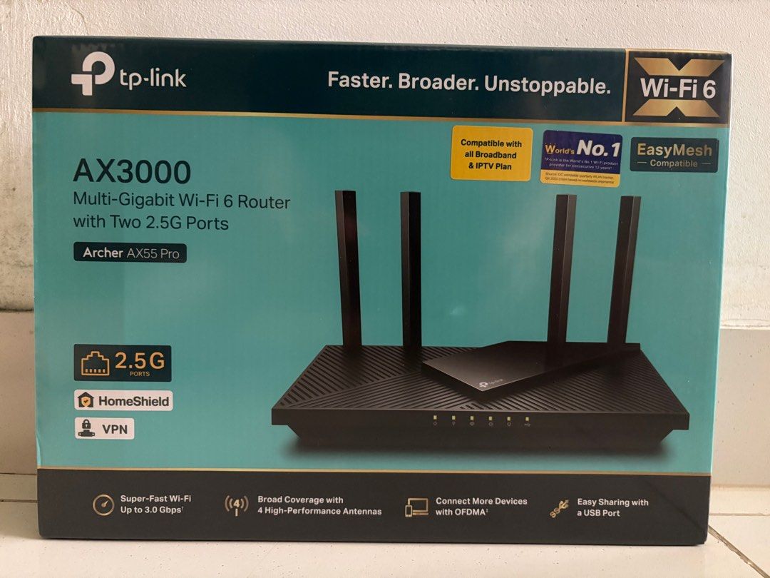 TP-Link Archer AX55 Pro AX3000 Wi-Fi 6 Router, Computers & Tech, Parts ...