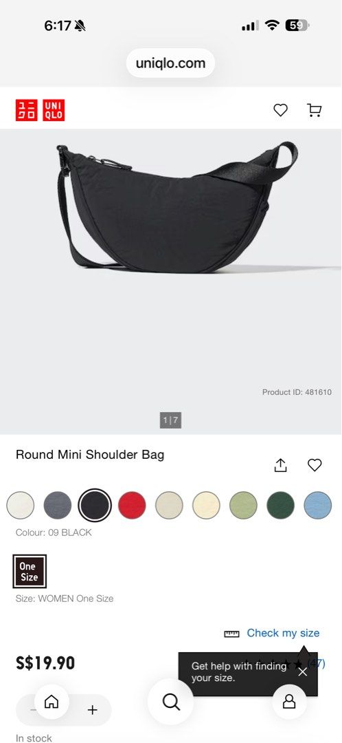 Uniqlo Round Mini Shoulder Bag - Black, Women's Fashion, Bags & Wallets ...