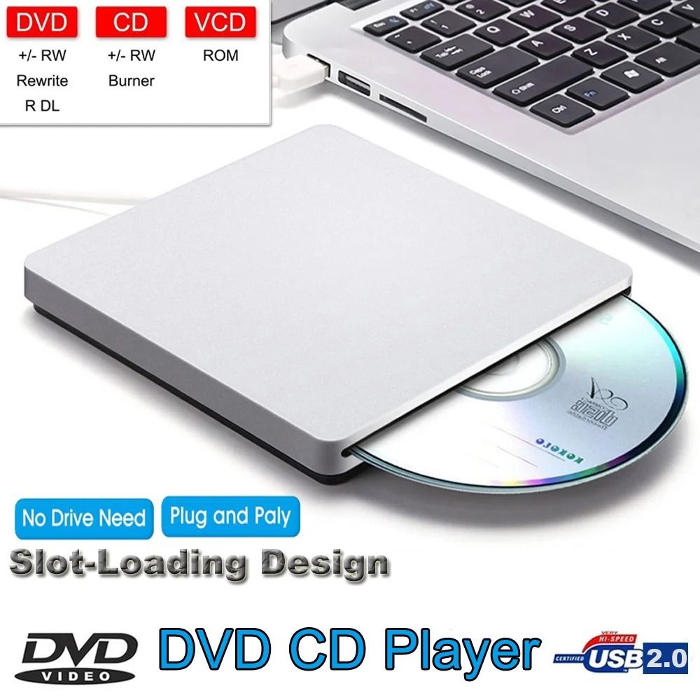 USB DVD Drives Optical Drive External DVD RW Burner Writer Recorder Slot Load CD ROM Player for ...