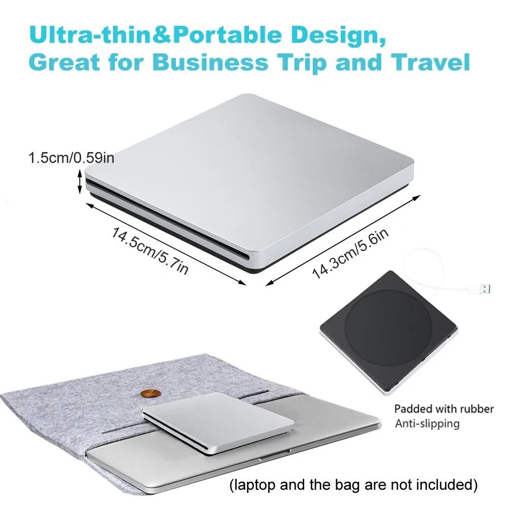 USB DVD Drives Optical Drive External DVD RW Burner Writer Recorder Slot Load CD ROM Player for ...