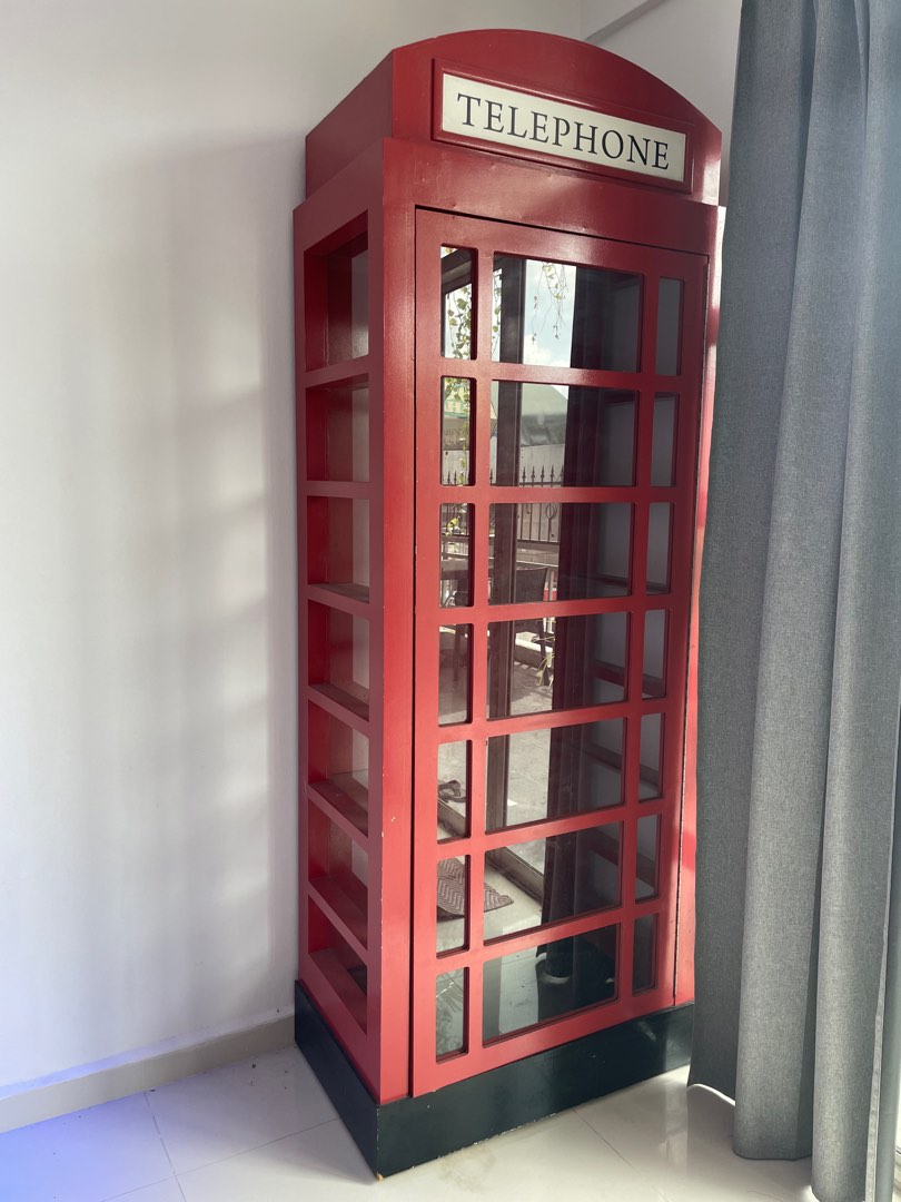 Vintage Red Telephone Booth Cabinet, Furniture & Home Living, Furniture ...