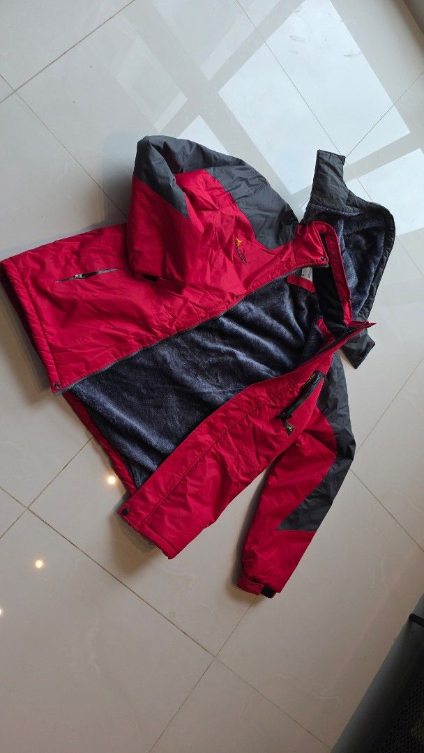 Waterproof Winter Jacket - Red and Grey, Men's Fashion, Coats, Jackets ...