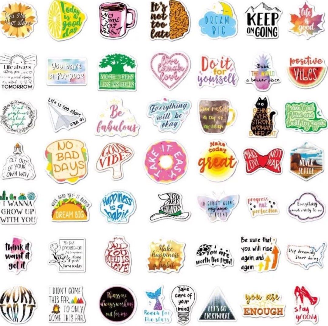 100pcs/set Inspirational Healing Positive Slogan Series B Stickers ...
