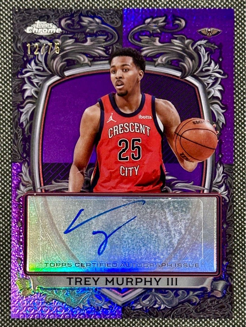 2025 NBA TREY MURPHY III /75 Topps Chrome Signature Style Autograph ...