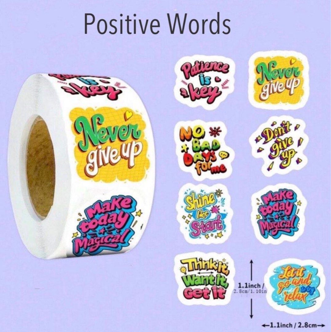 [$2.50 for 50pcs] [$5 for 100pcs] 2.5cm Positive Words Quotes & Phrases ...
