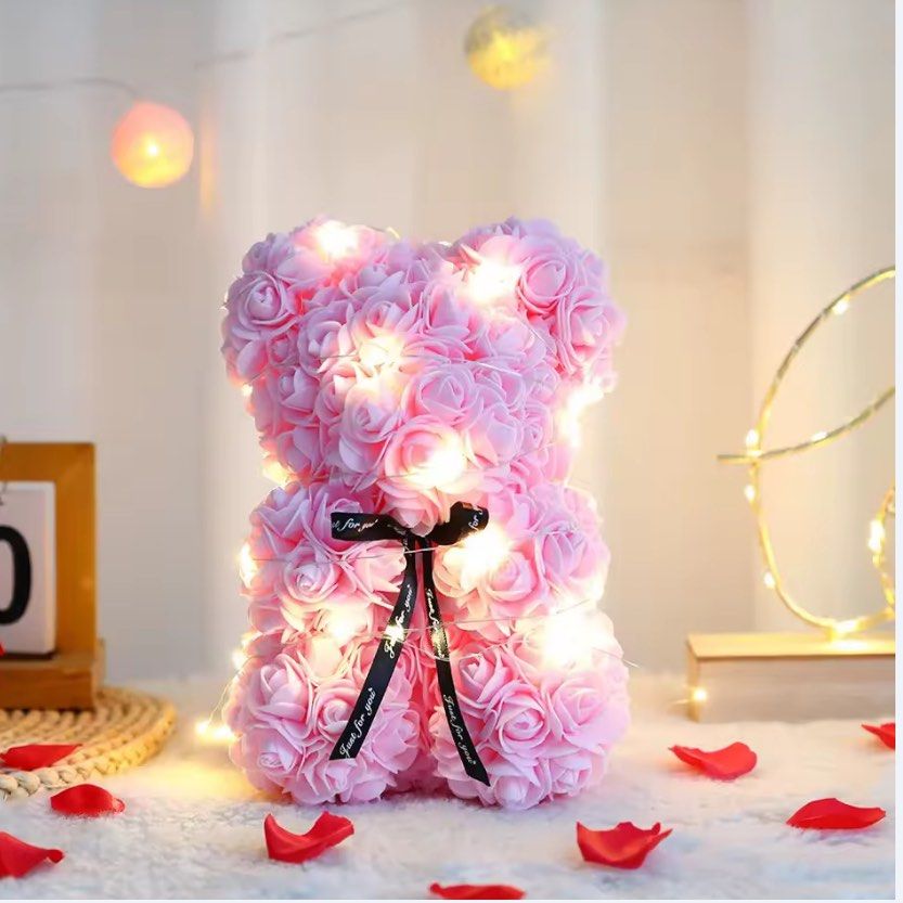 25 cm Big Rose Teddy Bear with Lights Gift Box — Valentine’s Day ...