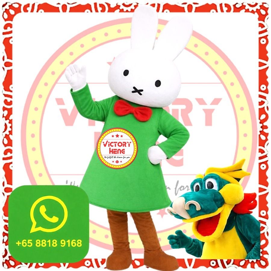 🐇 Miffy Rabbit (Green) Mascot Costume, Hobbies & Toys, Occasions ...