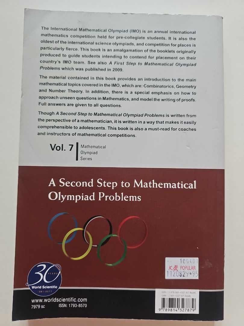 A Second Step to Mathematical Olympiad Problems - Derek Holton (Vol. 7 ...